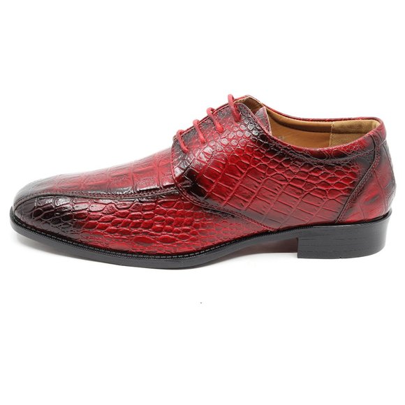 Metrocharm | Shoes | Burgundy Red Mens Alligator Crocodile Print Oxford ...